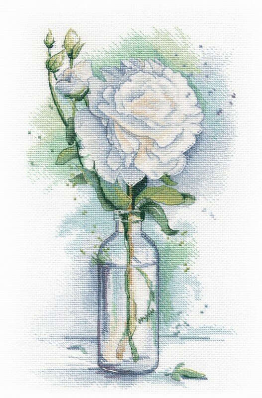 Набор для вышивания Овен #1565 Нежный пион, Счетный крест, 16 x 27 см