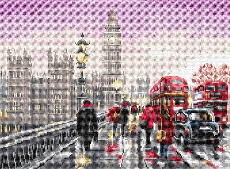Набор для вышивания LetiStitch #L8040 Вестминстерский мост, Счетный крест, 32 х 23 см