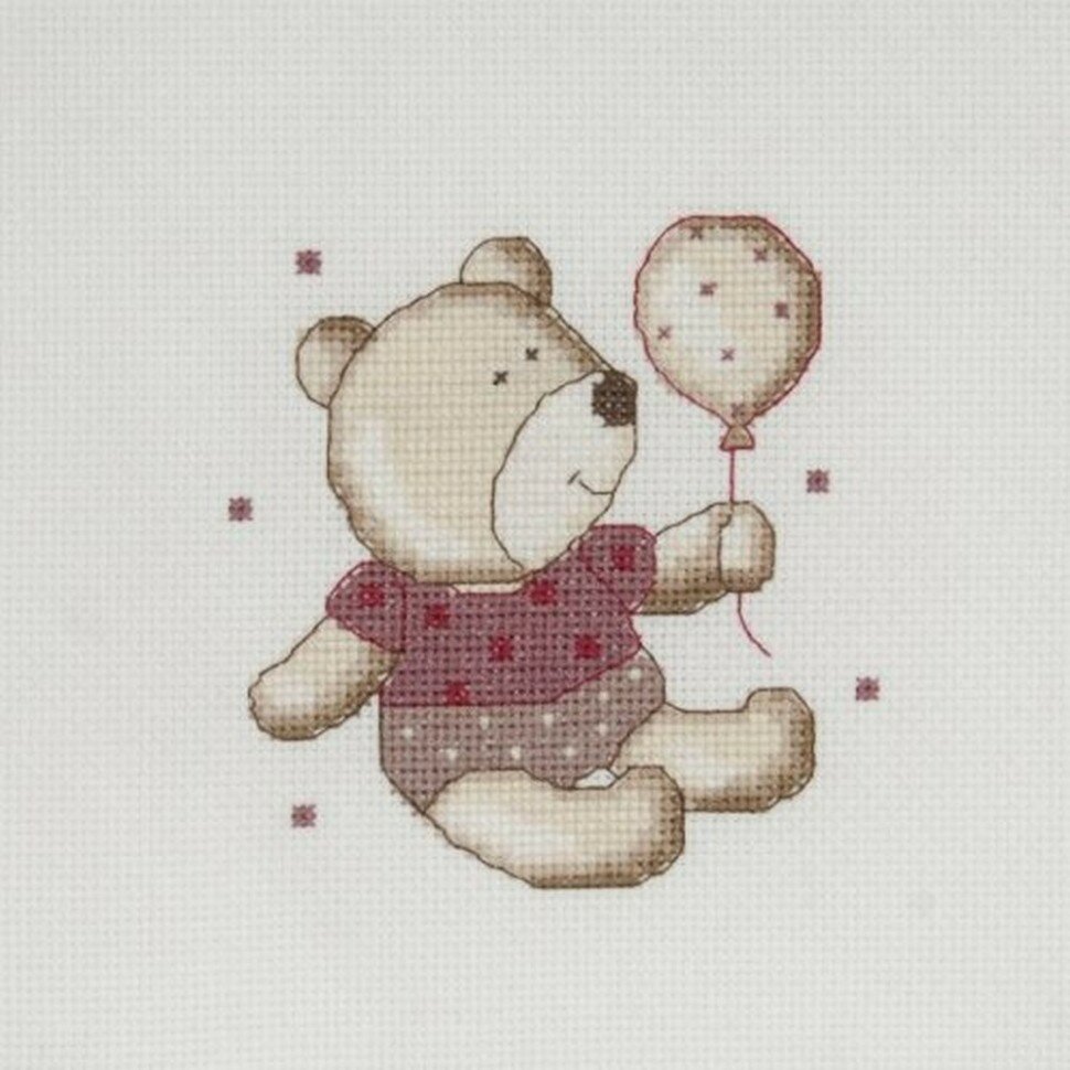 Набор для вышивания DMC #BK1633 Teddydou playing with balloon (Тедди играет с воздушным шаром), Счетный крест, 11 х 11 см