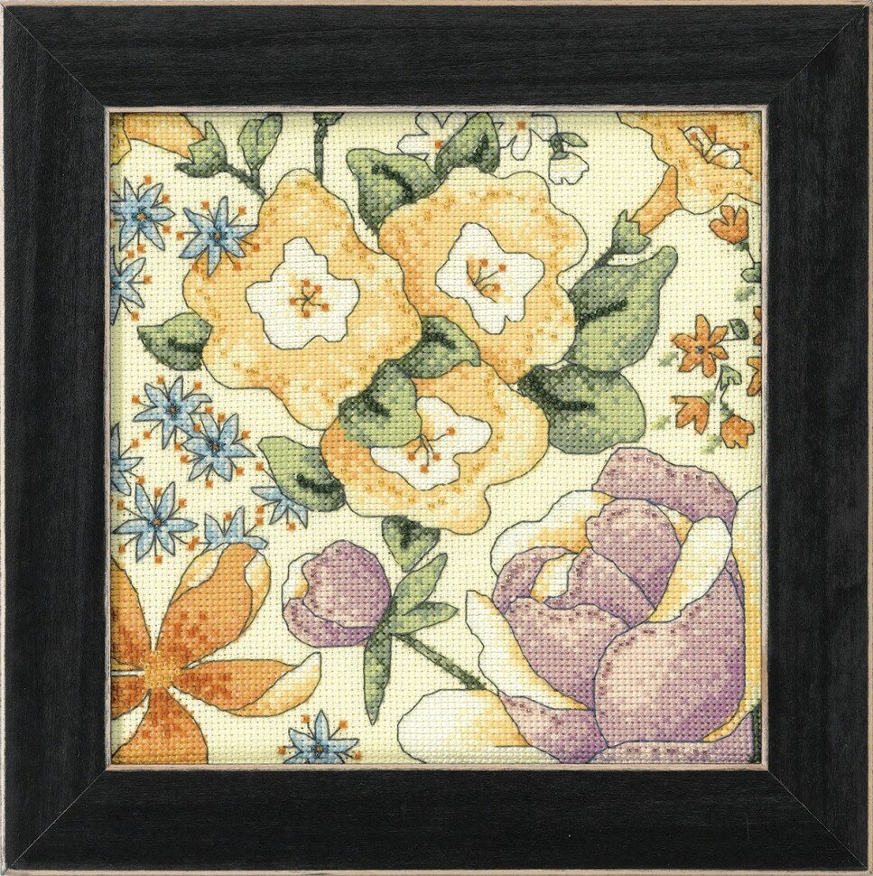 Набор для вышивания Mill Hill #DM302211 Floral Yellow 1 (Желтые цветы), Счетный крест, Вышивка бисером, 19.7 x 19.7 см