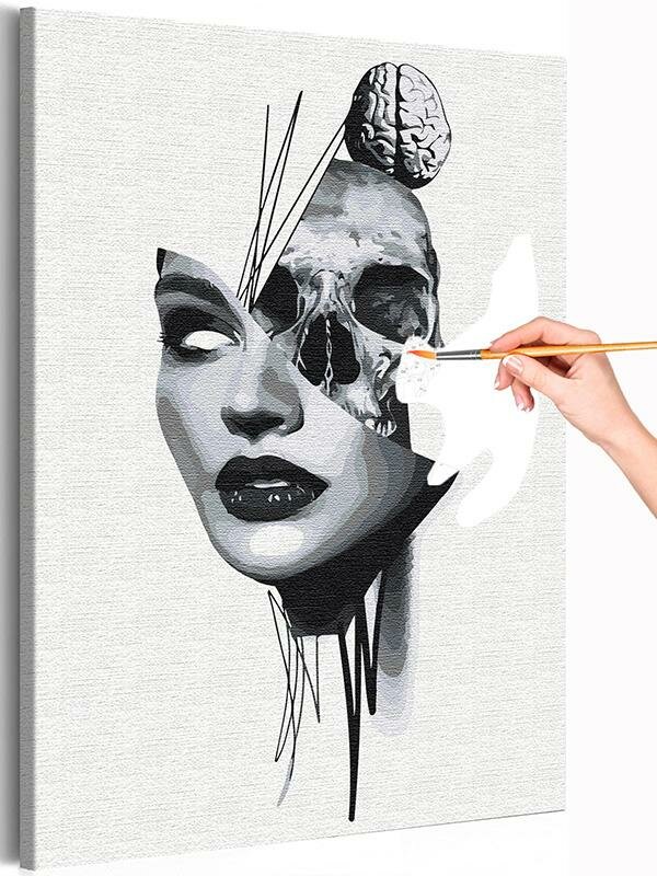Девушка и череп / Абстракция Раскраска картина по номерам на холсте 40х60