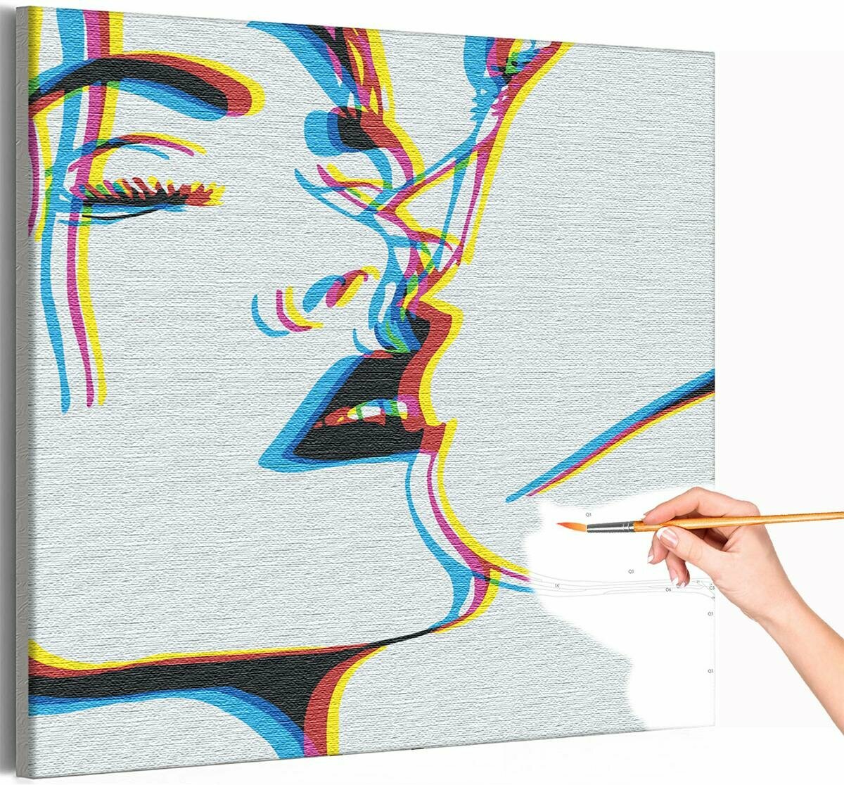 Поцелуй / Пара Раскраска картина по номерам на холсте с неоновой краской 40х40