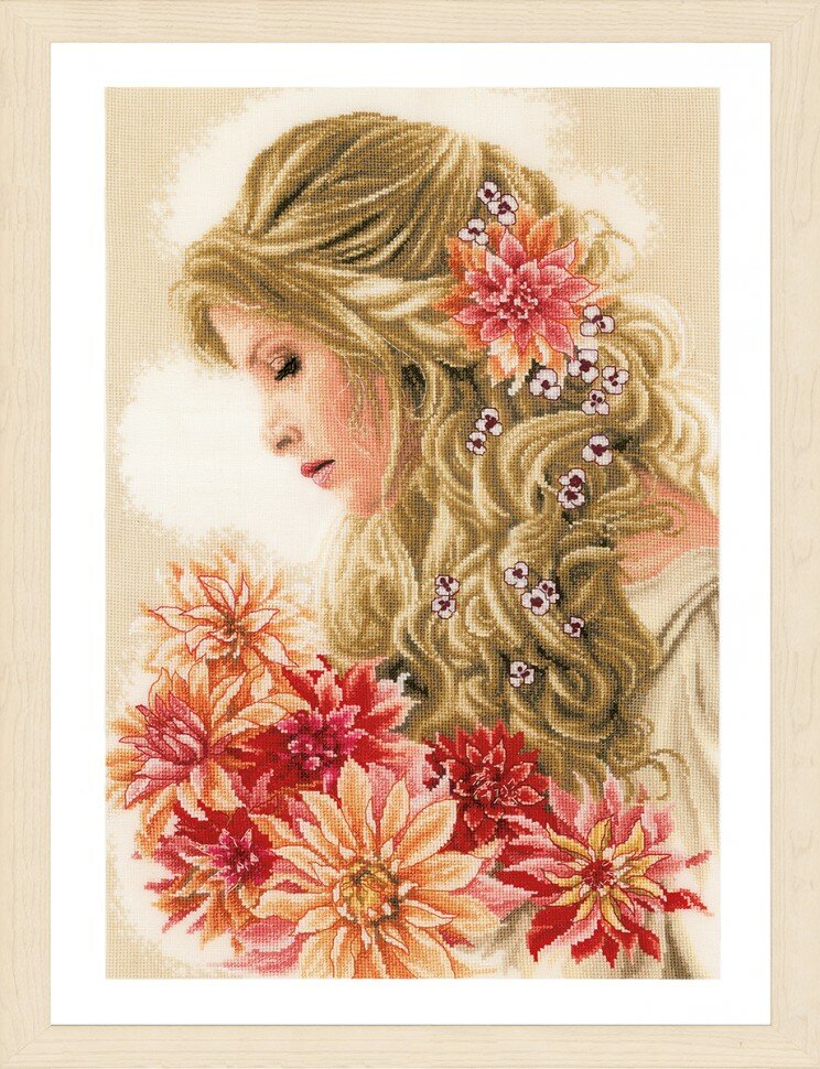 Набор для вышивания Lanarte #PN-0172683 Lady Dahlia (Леди Далия), Счетный крест, 30 х 45 см