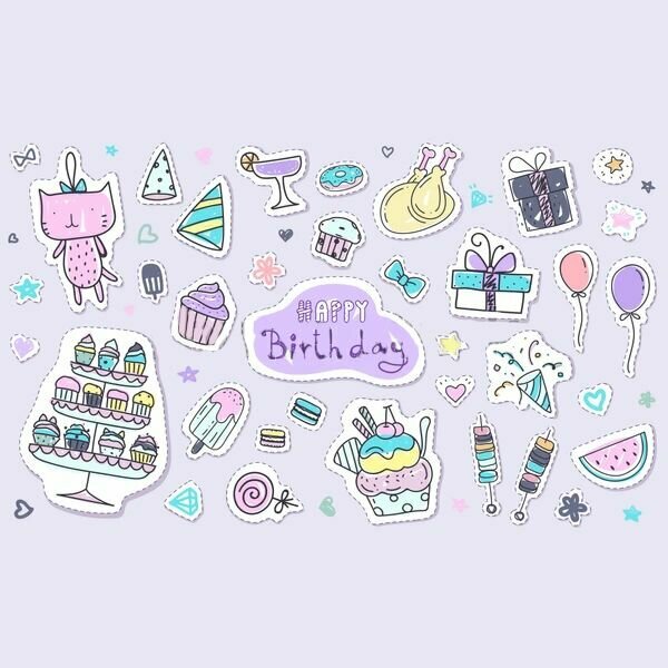 Наклейки стикеры День рождения