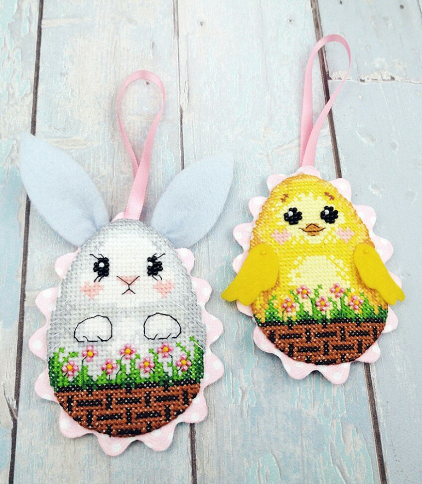 Набор для вышивания Марья Искусница #21.002.30 Пинкипы "Весенний сувенир" (2 шт), Счетный крест, 6 x 9 см