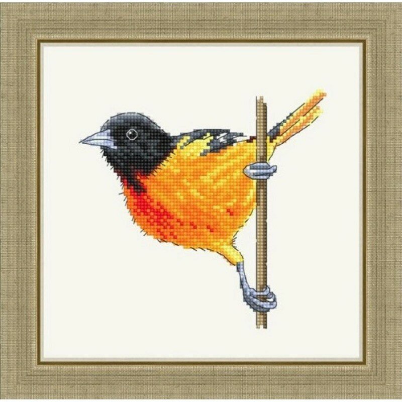 Набор для вышивания Сделано с любовью #Ж-055 Балтиморская иволга, Счетный крест, 15 х 15 см