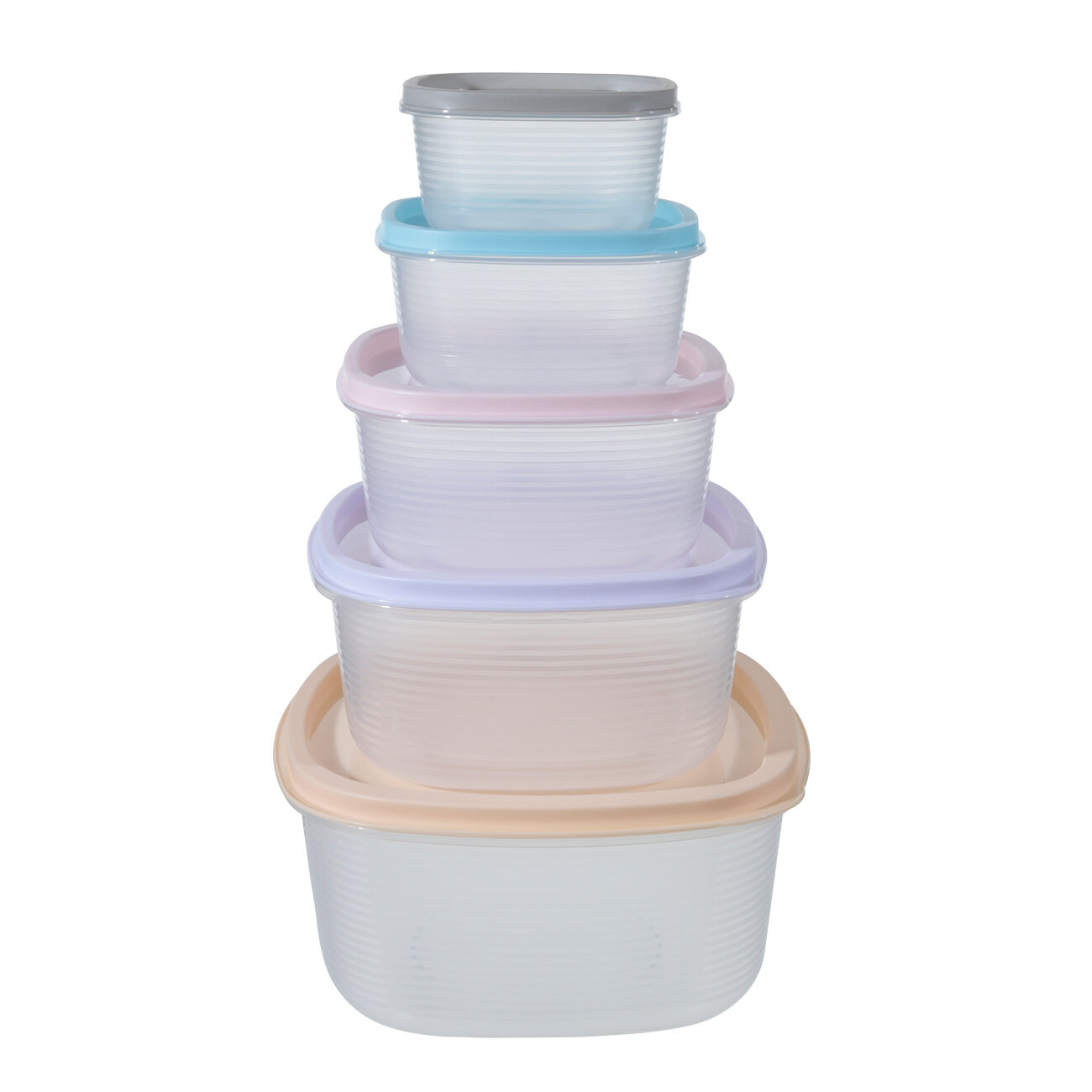 Набор контейнеров, 5 шт, пластик, квадратные, цветные, Frame, Kuchenland