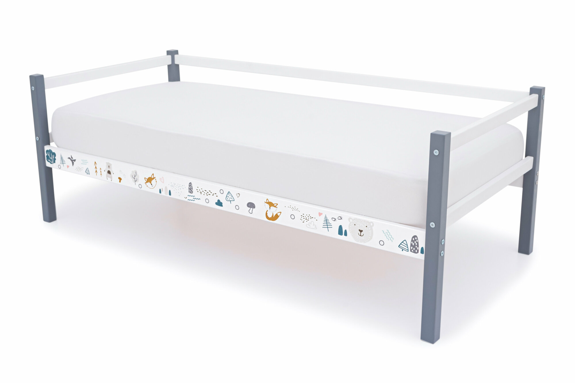 Детская кровать тахта Бельмарко Svogen графит-белый мишки