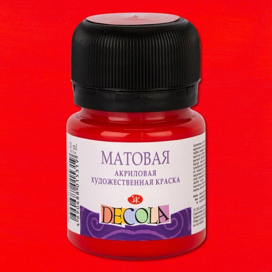 Акриловая краска матовая Красная 20мл Decola