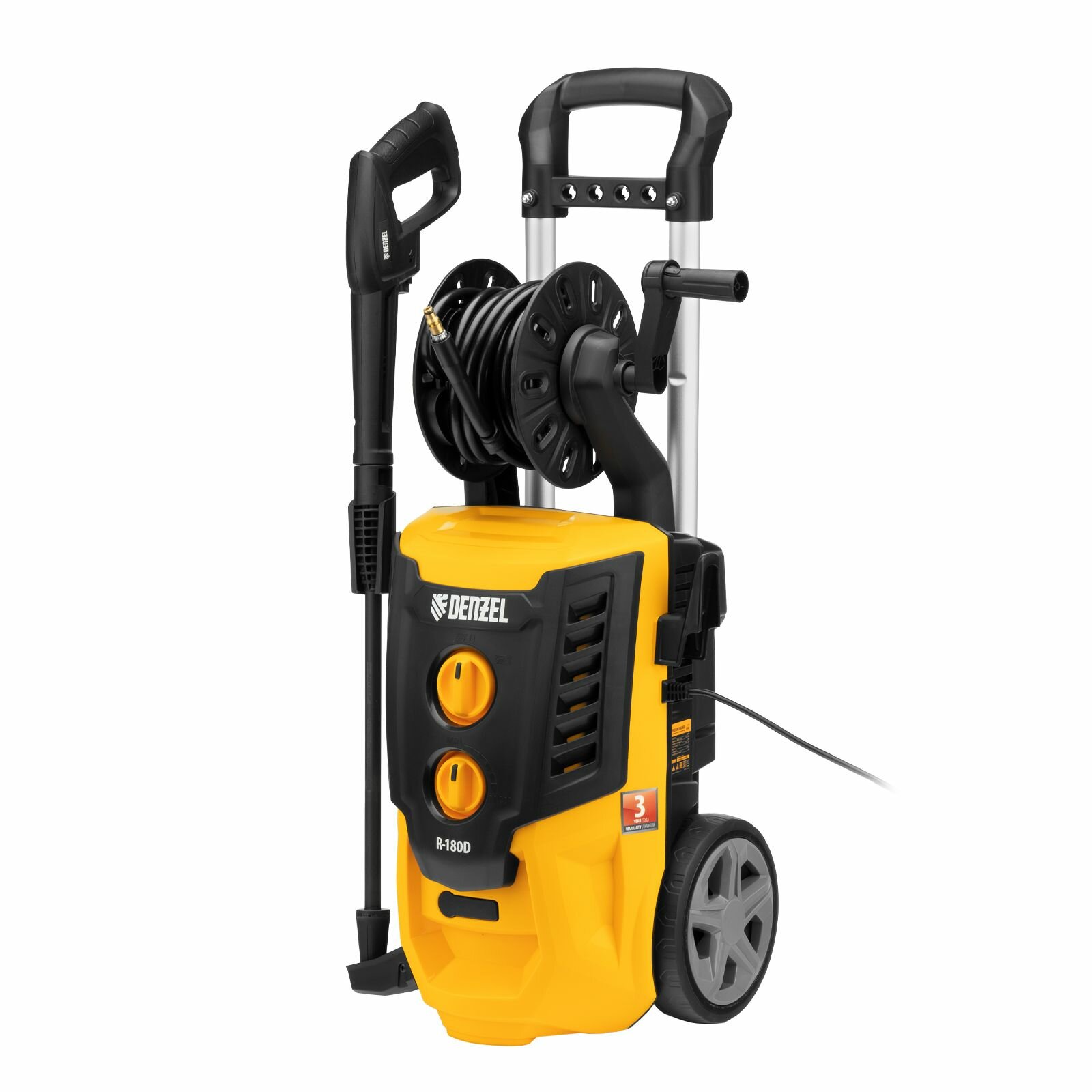 Моечная машина высокого давления R-180D 2200 Вт 180 бар 380 л/ч с барабаном// Denzel 58239