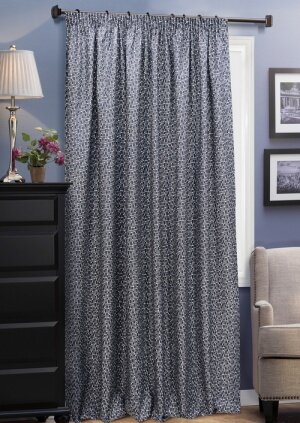 Штора на тесьме Domino 220х270 см, жаккард, темно-синий, Kauffort