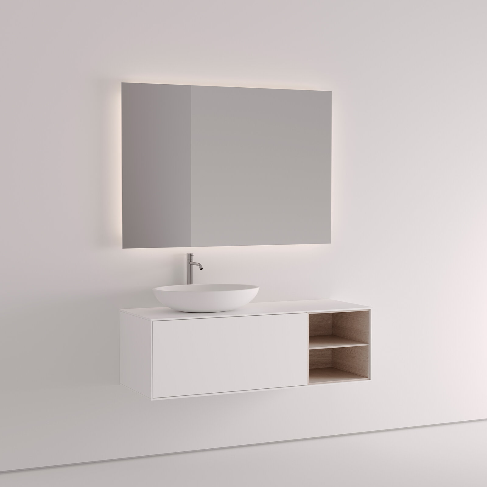 Тумба подвесная под две раковины 230 см. Vivomobili BIANCO KOS