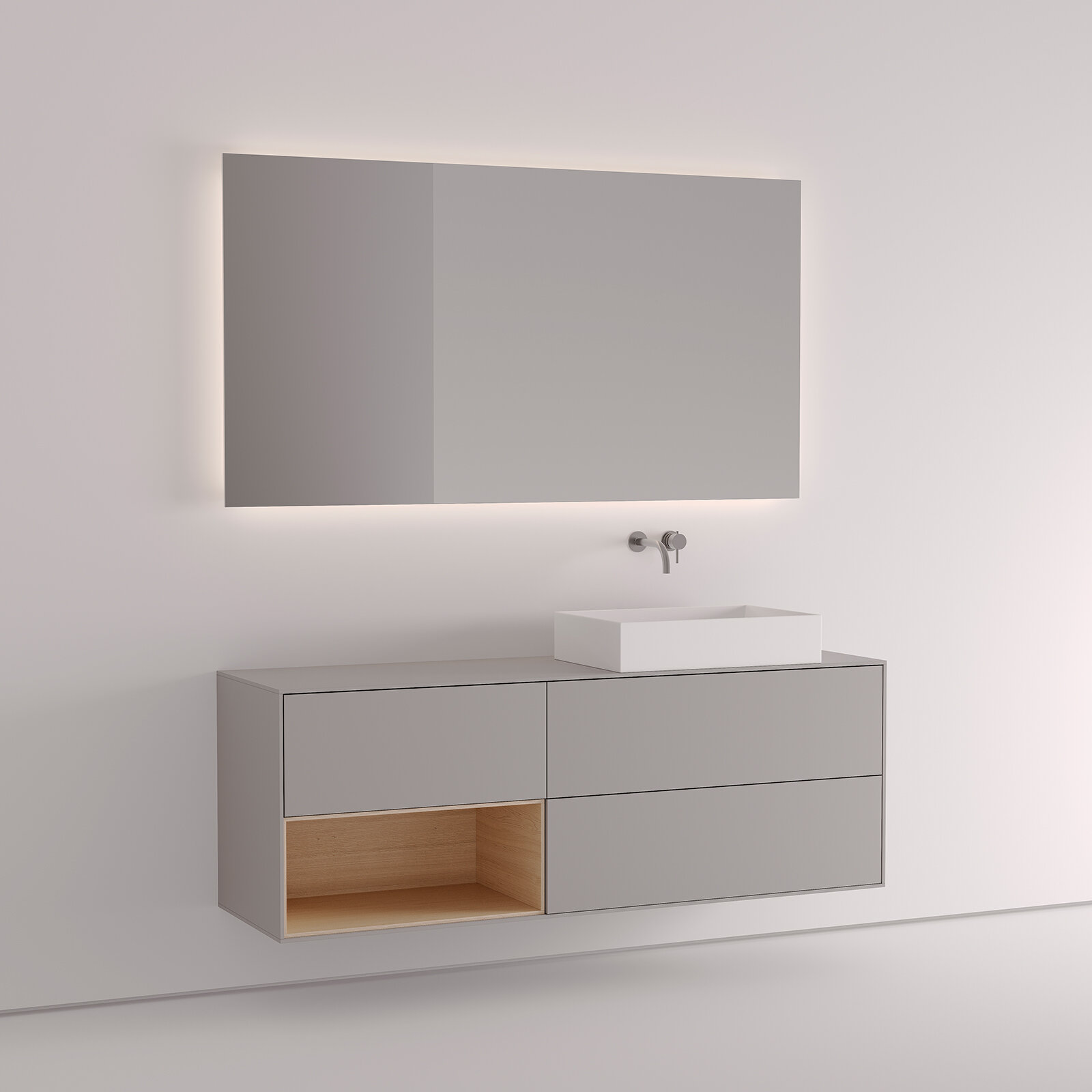 Тумба подвесная под две раковины 150 см. Vivomobili GRIGIO EFESO