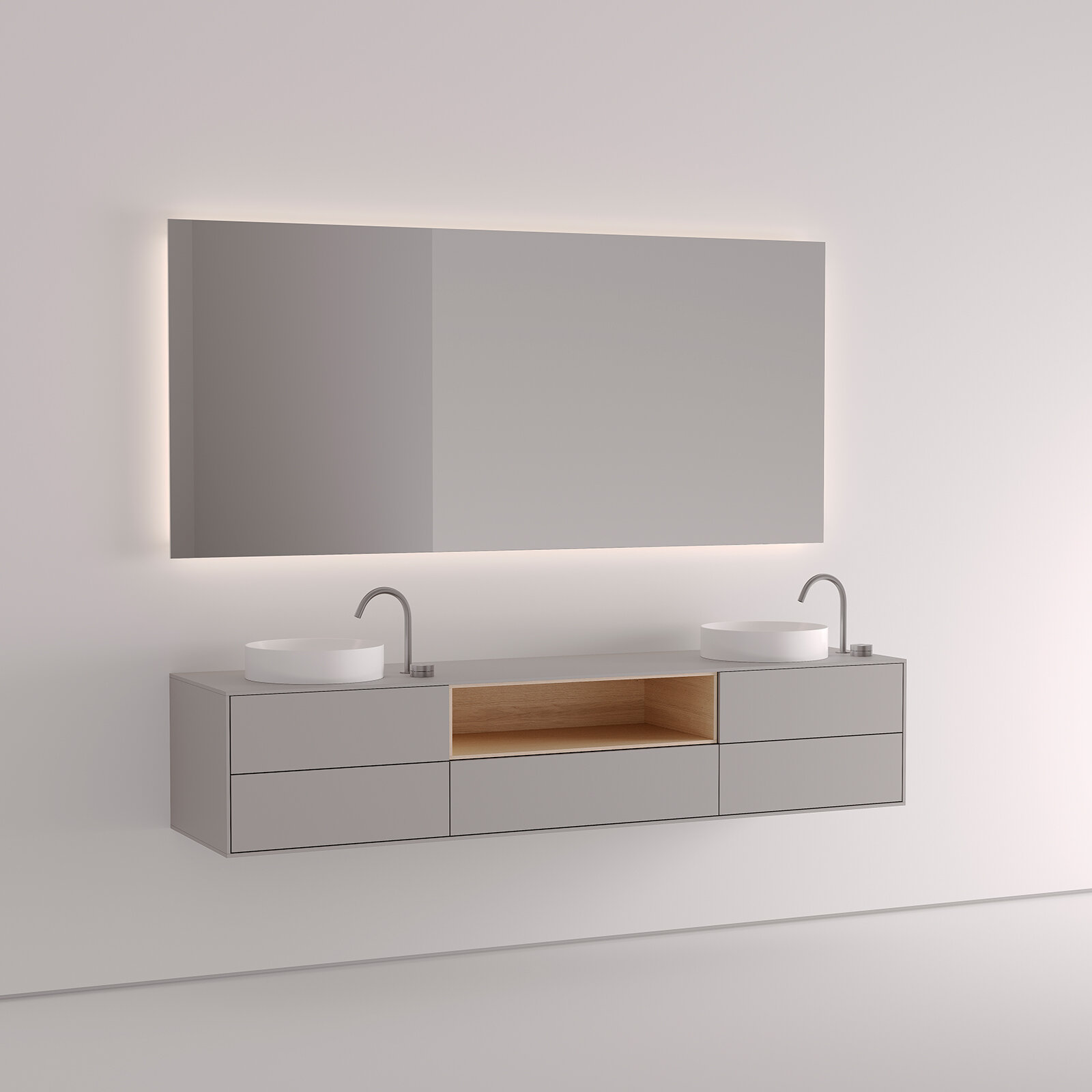 Тумба подвесная под две раковины 150 см. Vivomobili GRIGIO EFESO