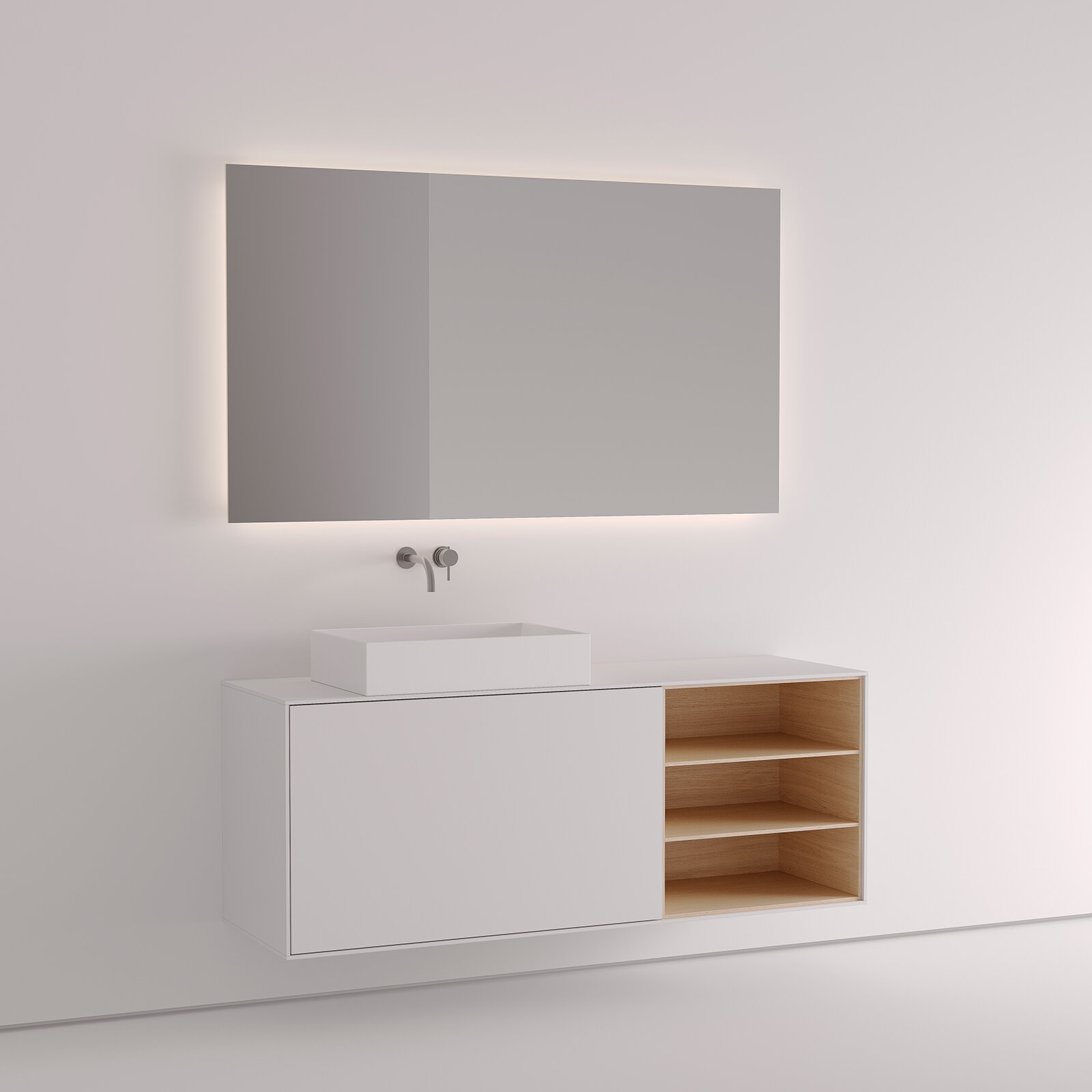 Тумба подвесная под две раковины 150 см. Vivomobili BIANCO ALASKA