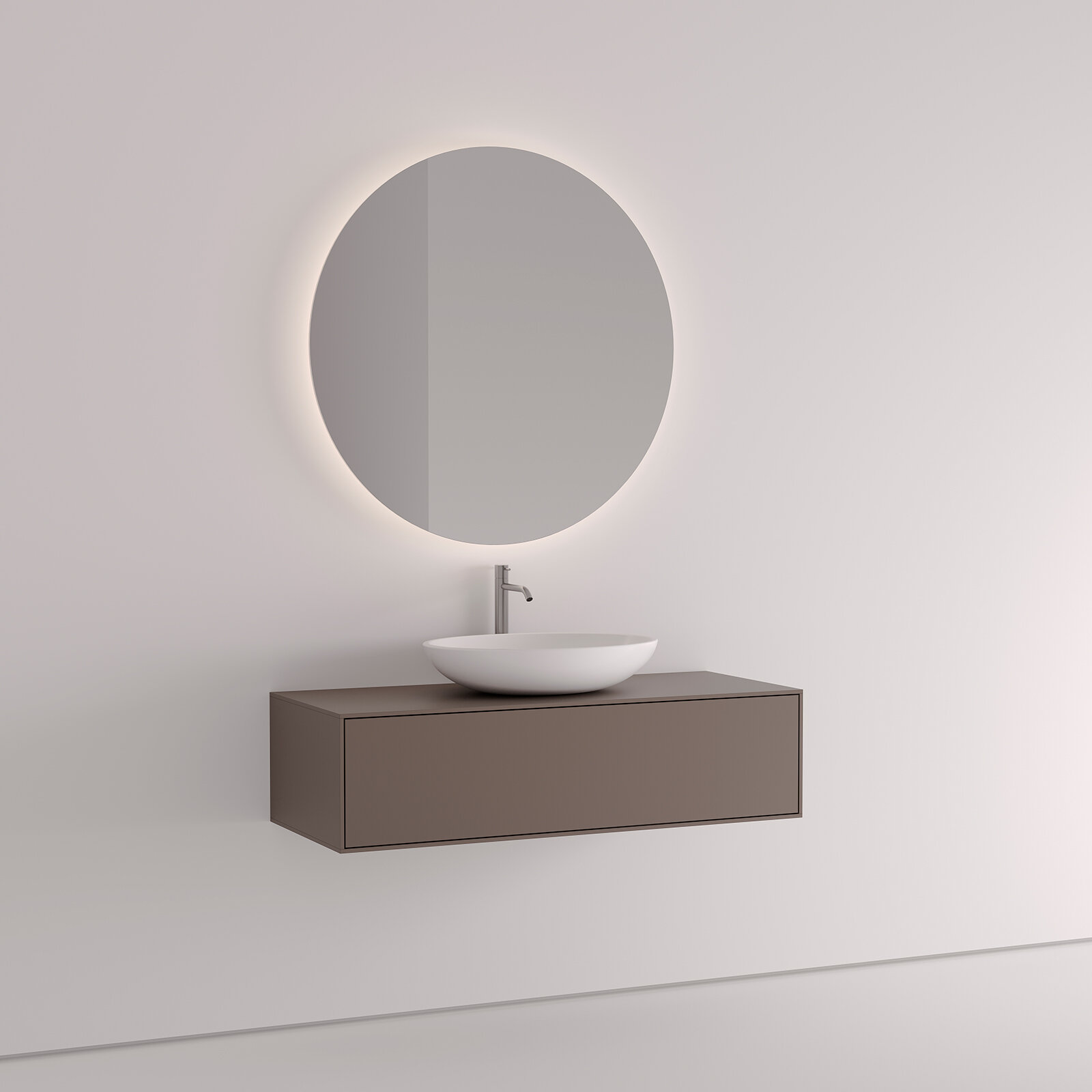 Дизайнерская тумба под 2 раковины 130 см. Vivomobili GRIGIO LONDRA