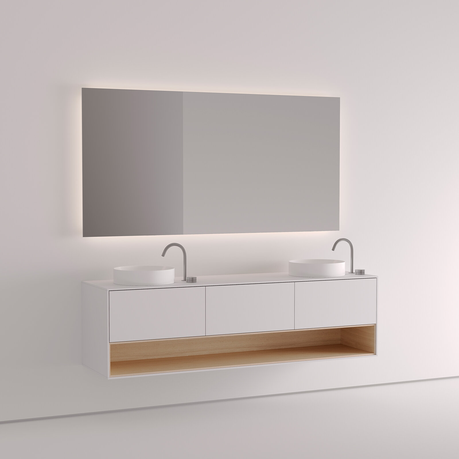 Тумба подвесная под две раковины 150 см. Vivomobili BIANCO ALASKA