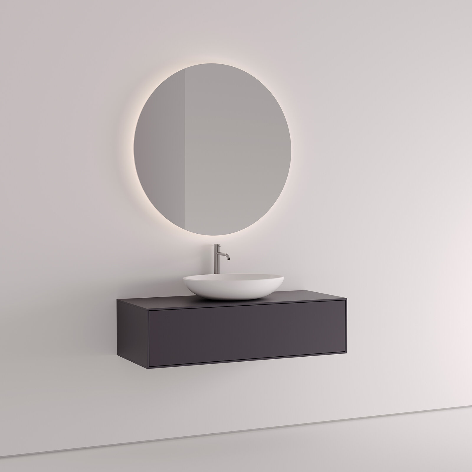 Тумба подвесная под 2 раковины 120 см. Vivomobili GRIGIO BROMO