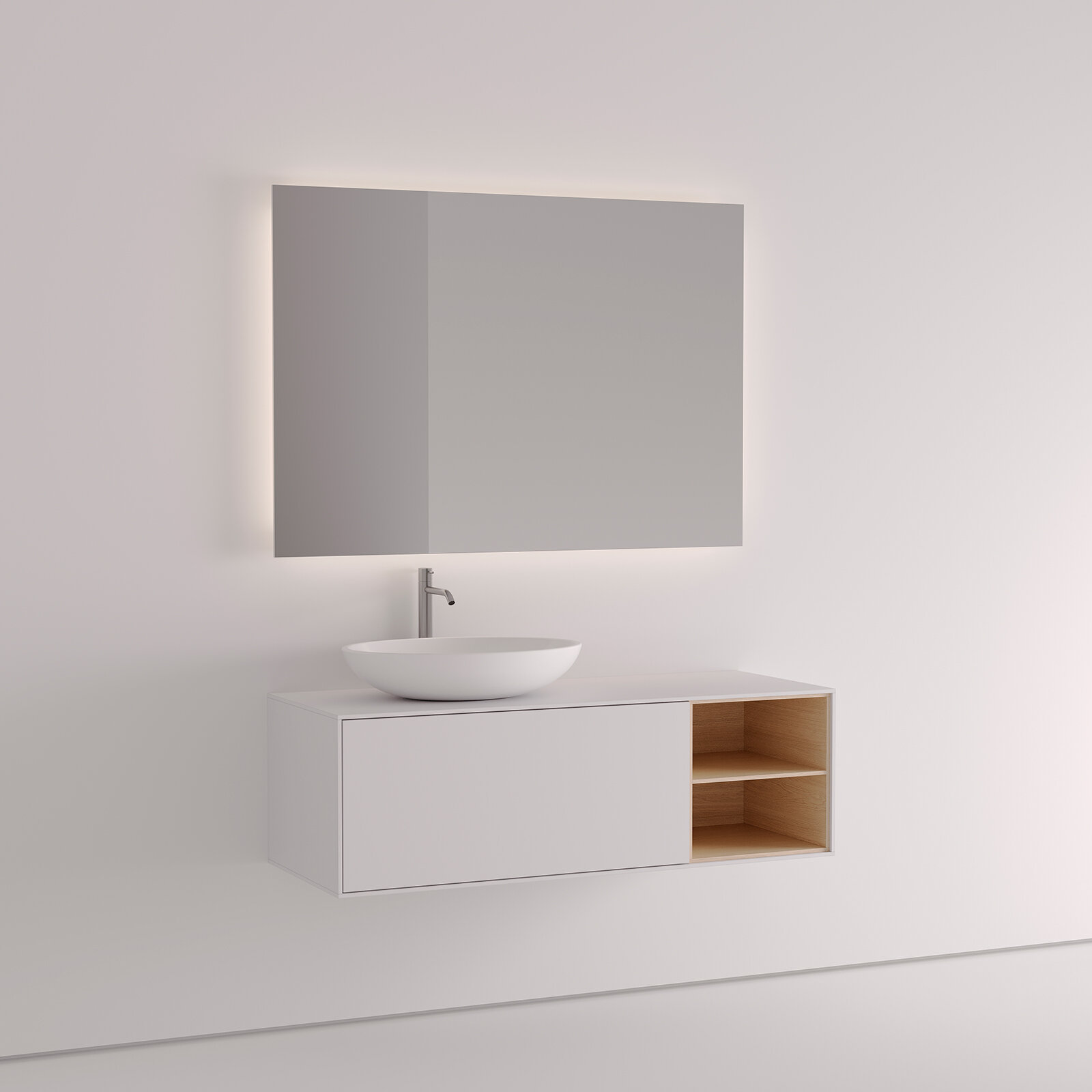 Тумба подвесная под две раковины 150 см. Vivomobili BIANCO ALASKA