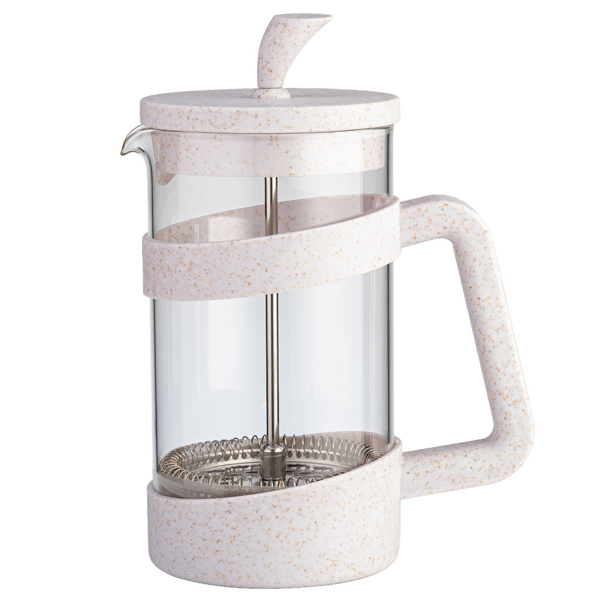 Френч-пресс 1 л LARA LR06-55-1000, белый, стекло/пластик