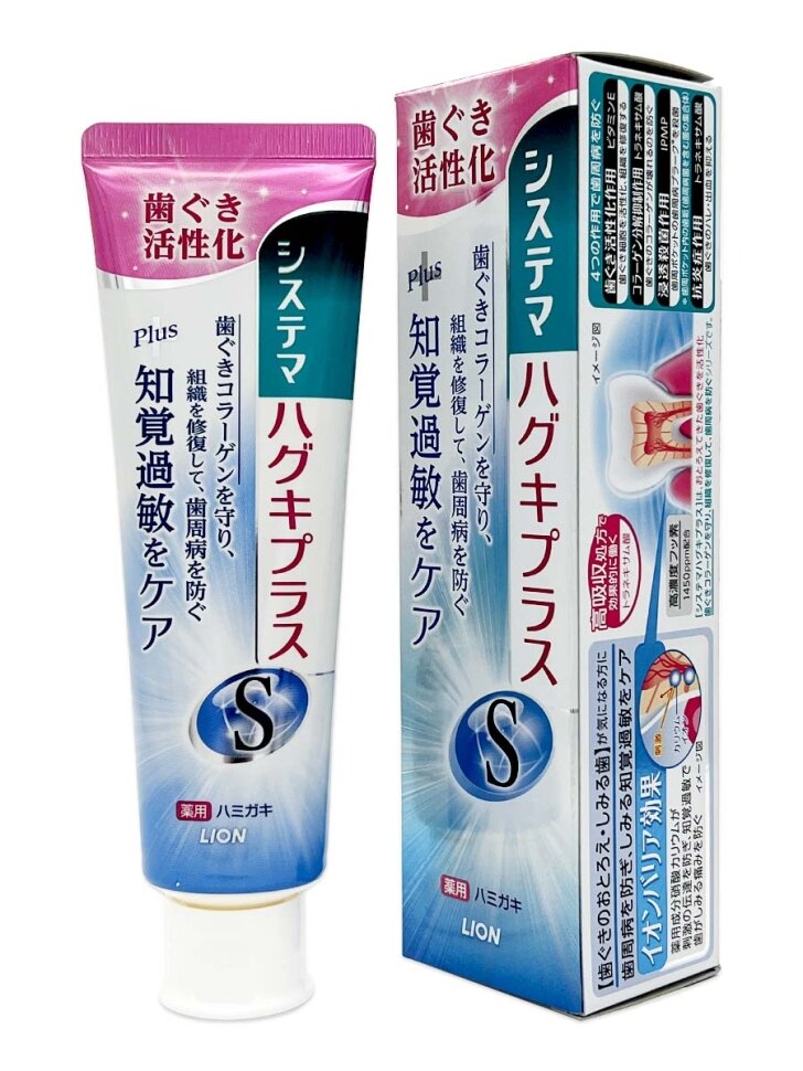 LION Зубная паста для профилактики болезней десен усиленная формула со вкусом трав Dentor Systema Gums Plus Strong, 95 г