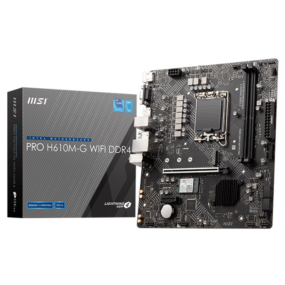 Материнская плата MSI PRO H610M-G, Wi-Fi, DDR4, пассивное охлаждение