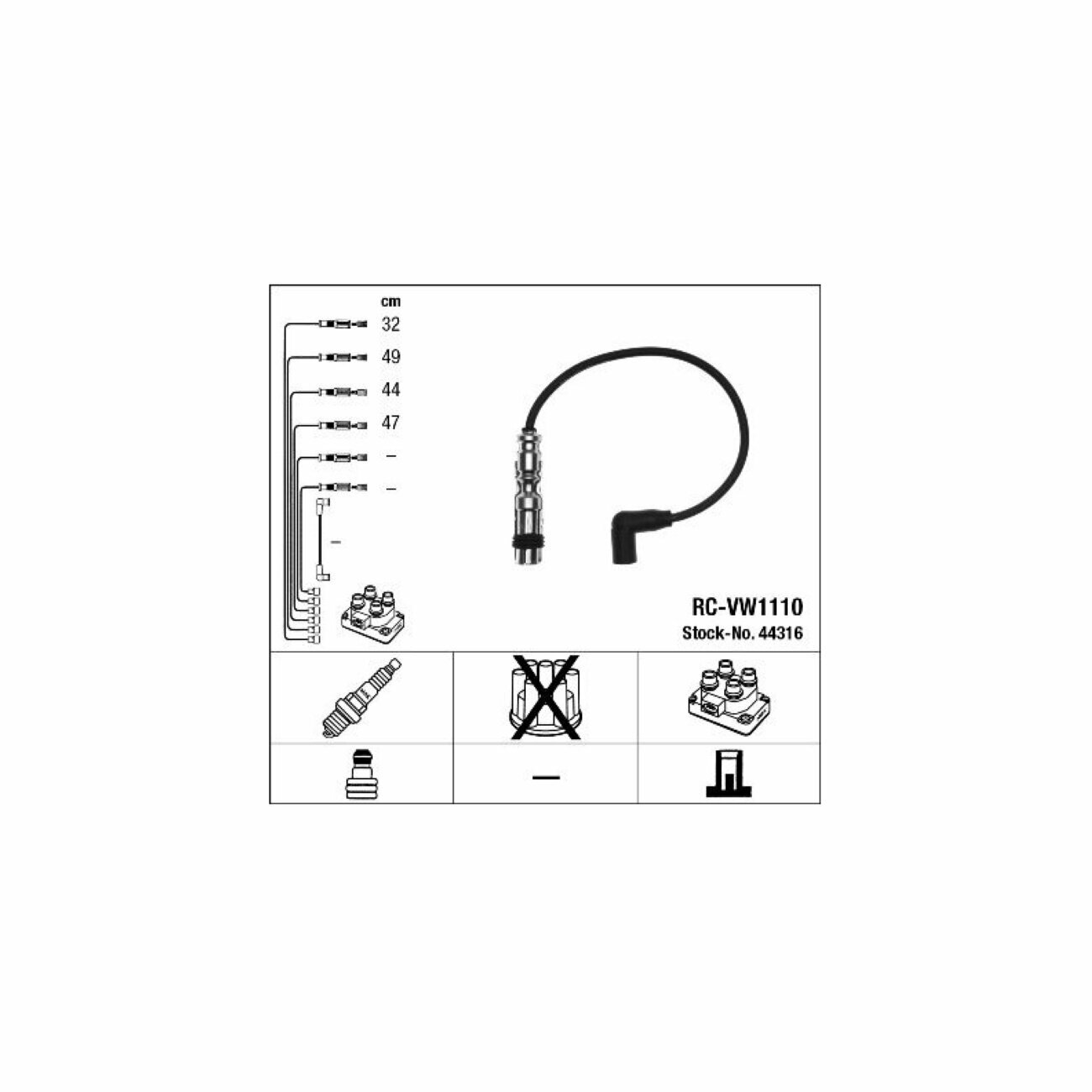 Высоковольтные провода NGK RCVW1110, для Audi, Volkswagen, Skoda, SEAT, 1 шт