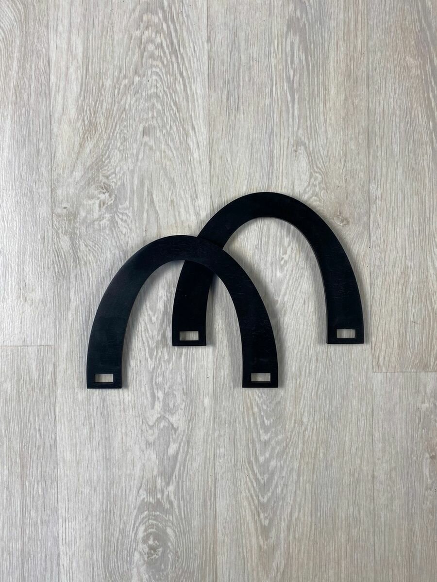 Ручки для сумки из дерева овальные, комплект 2шт, в черном цвете