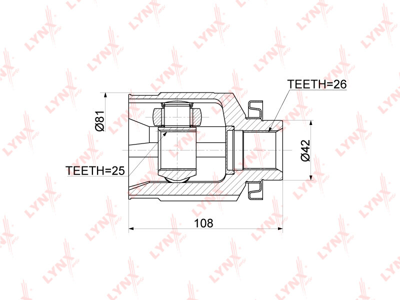 ШРУС внутренний передний правый для Hyundai Tucson 2.0CRDi ,2.0 05- / арт. CI3770 / бренд LYNXauto / OEM ST-1458