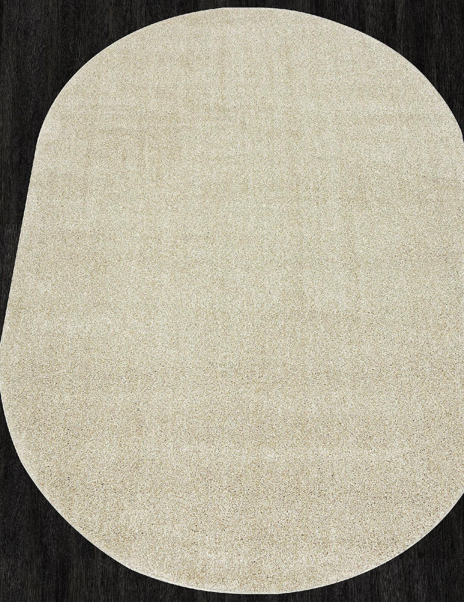 Ковер Овальный на пол в спальню в гостиную 200х300 см светлый бежевый однотонный ворс 20 мм шегги 302579 KoverVDom