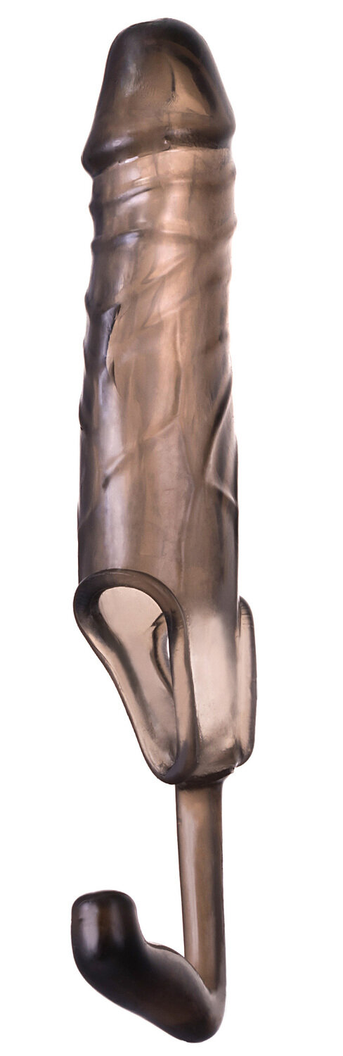 Насадка на член Toyfa XLover с кольцом на мошонку и отростком для стимуляции, черная