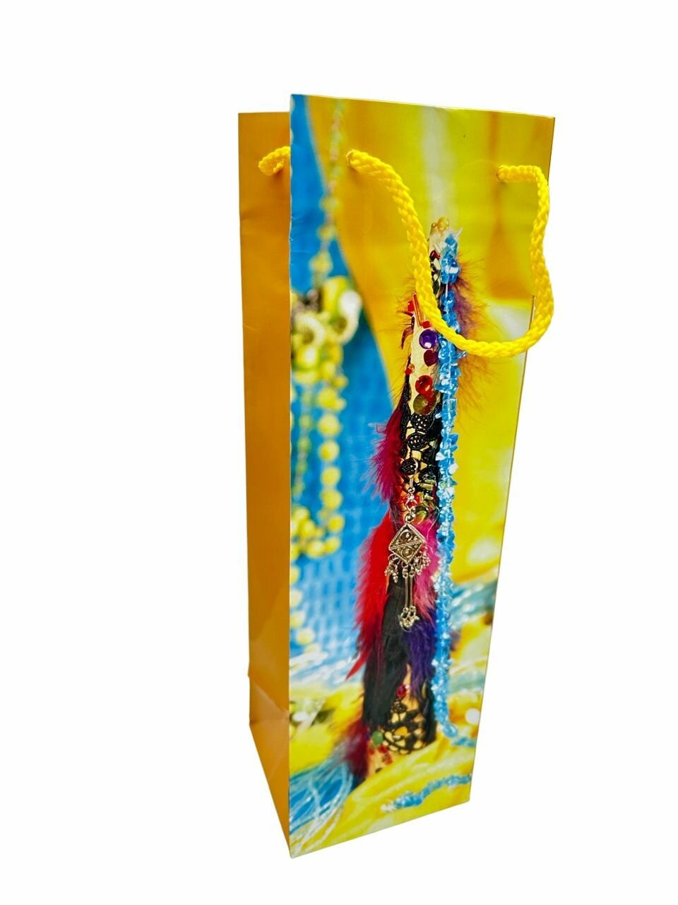 Пакет подарочный, пакет под бутылку 33x10x8.5 см mix