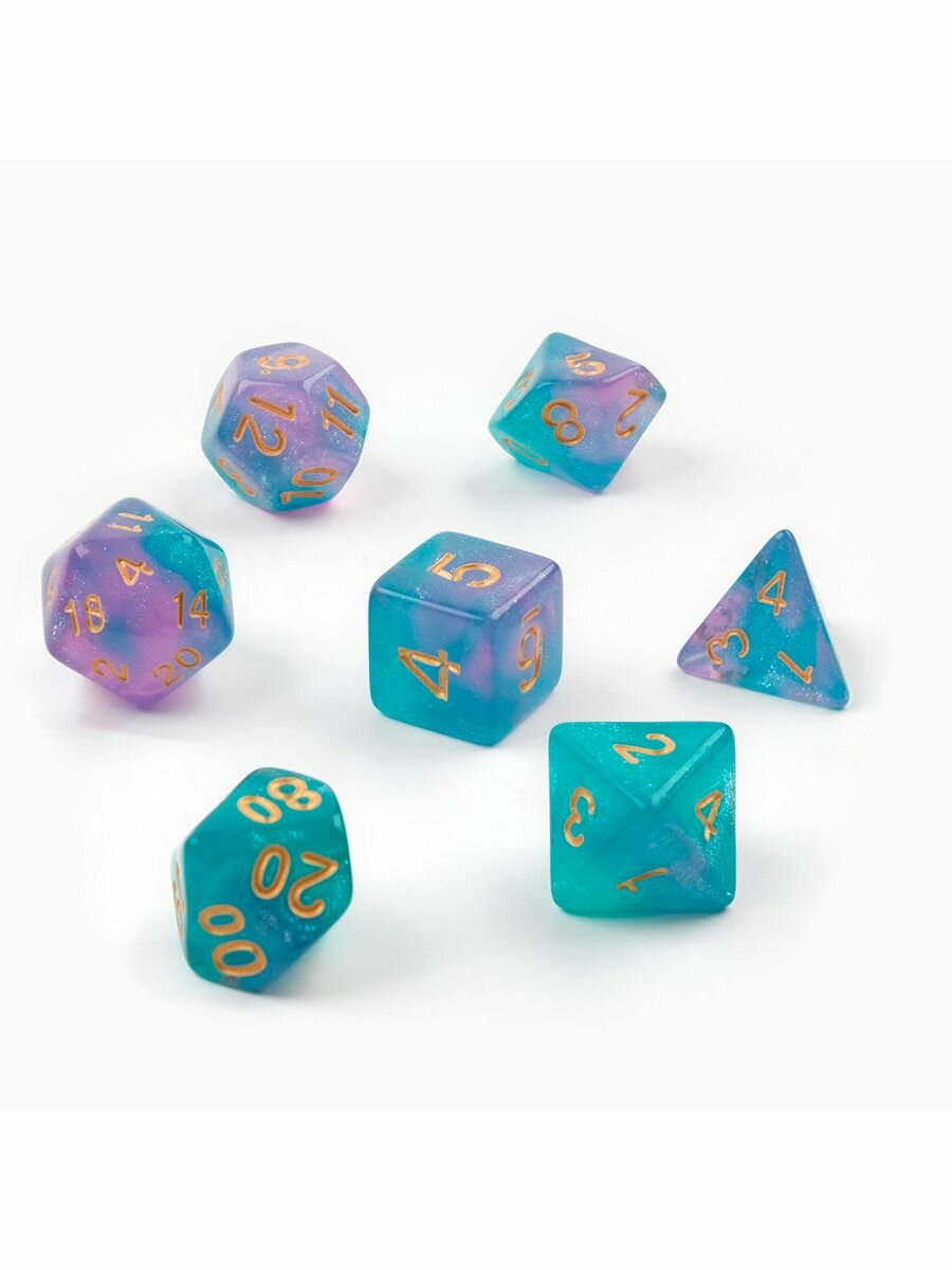Набор кубиков для DnD (Dungeons and Dragons), лазурные 7 шт.