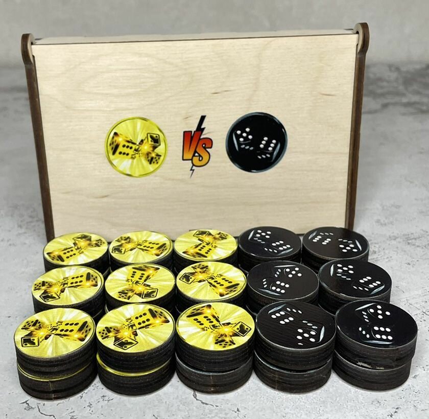 Фишки для нард "Зарики", размер 27 мм, комплект 30 шт, деревянные, в кейсе для хранения