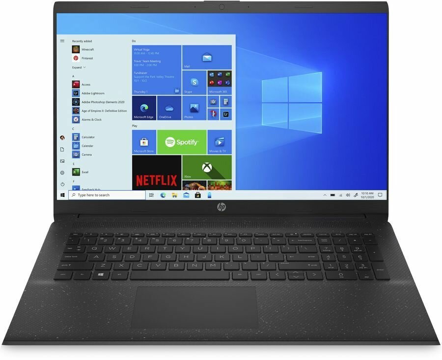 17,3" Ноутбук HP 17-CP0104UR (4E2J5EA) черный - 1600x900 HD+, TN, AMD Athlon Silver 3050U, ядра: 2 x 2,3 ГГц, 8 ГБ, SSD 512 ГБ, AMD Radeon, Windows 10 Home
