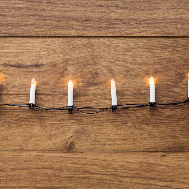 Лампы светодиодные Neon-Night Гирлянда Свечи 10м, темно-зеленый ПВХ, 50 LED теплый белый