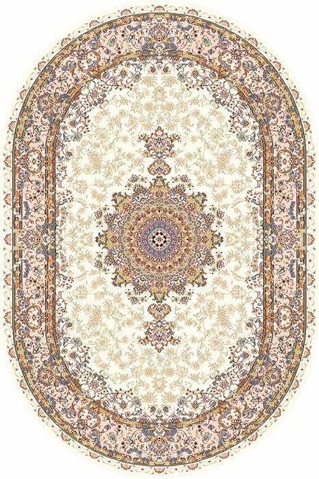 Ковер шерстяной Овальный на пол в гостиную в спальню 200х300 см бежевый классический ворс 10 мм 265096 KoverVDom