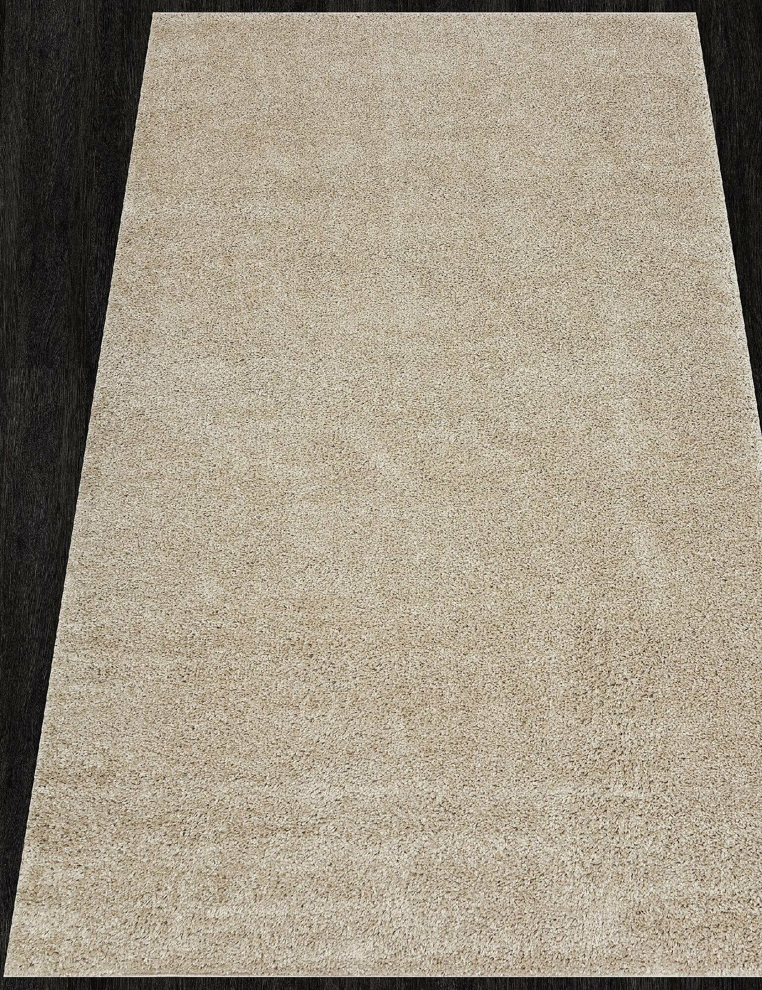 Ковер на пол в спальню в гостиную 150х230 см светлый бежевый однотонный ворс 25 мм шегги 305484 KoverVDom