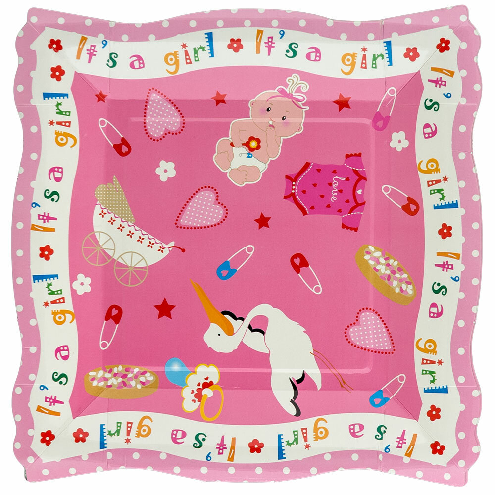 BOOMZEE TRL-05 Тарелки бумажные Квадратные 6 шт 01- рождение дочери для праздника