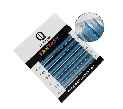Ресницы Oko Lashes Professional Fantasy mini сине-голубой D 0.07 7-12 mix