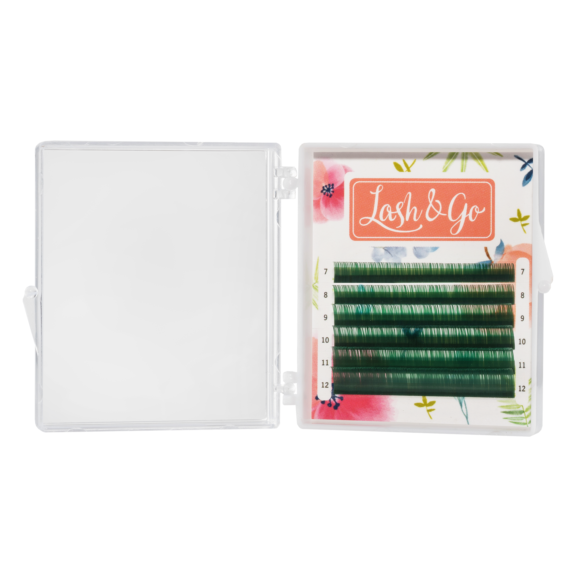 Ресницы Цветные Lash&Go (Лэш енд гоу) мини Зеленый 6 линий D, 0,07, 8-13 mm