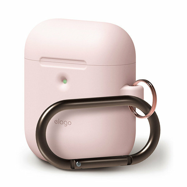 Elago силиконовый чехол с карабином для наушников AirPods 2, розовый