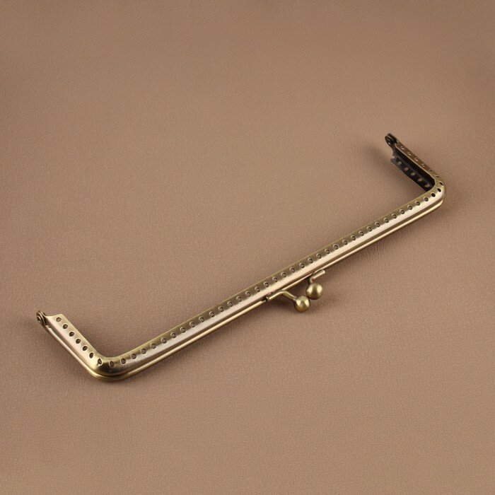 Фермуар пришивной Прямоугольник , 20 6 см, цвет бронзовый