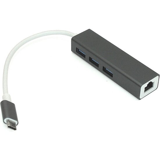 Адаптер VB Parts Type-C на USB 3.0*3 + RJ45 серый