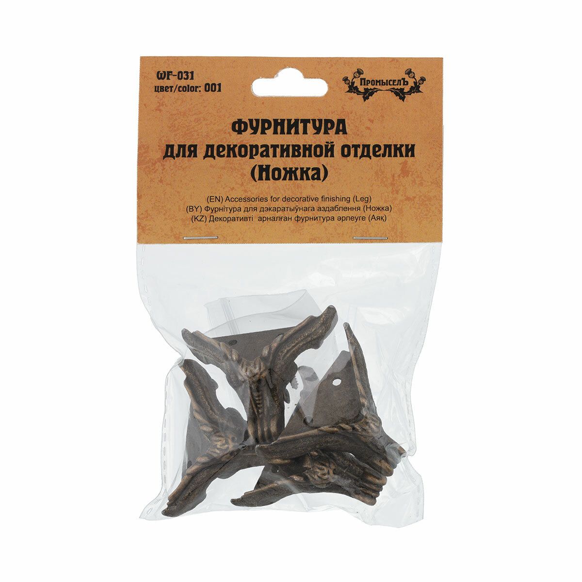 Промысел Ножка декоративной отделки WF-031 для мебели 4.1×2.4 см №01 бронза