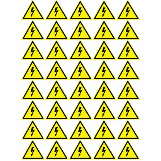 Знак-наклейка Rexant "Опасность поражения электротоком", 5х5х5 cм, 50 шт.