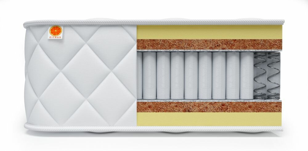 Пружинный жесткий высокий матрас с кокосовой койрой Citrus Лемон Мульти (1000 пружин на сп. м.), высота 27 см 160X200