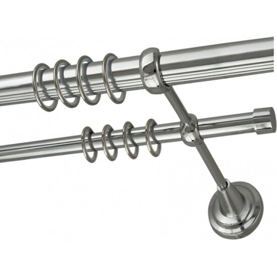 Карниз металлический двухрядный Arco Doro DDA диаметр 28/16мм, хром глянец, составной, 320 см