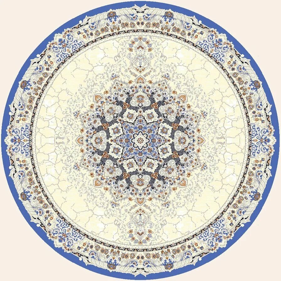 Ковер Круглый на пол в гостиную в спальню 100х100 см бежевый классический ворс 9 мм с бахромой 276942 KoverVDom