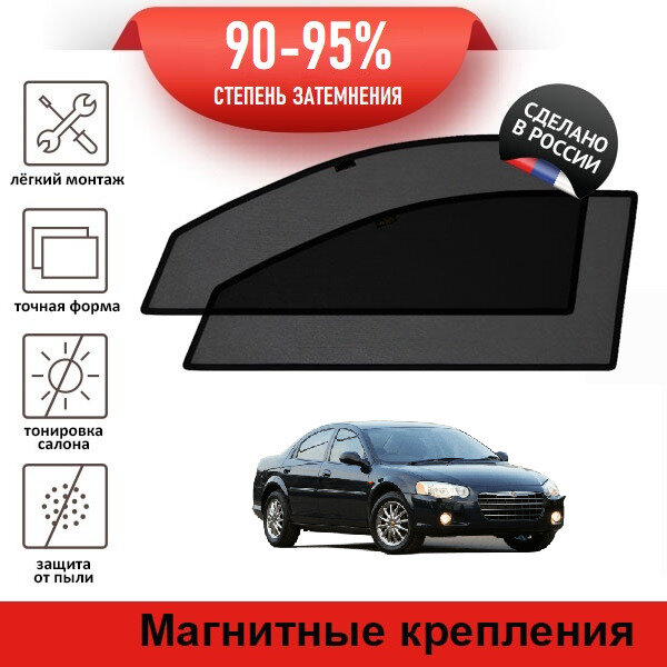 Каркасные шторки LATONIK PREMIUM на Chrysler Sebring, 2 рестайлинг (2003-2006) на передние двери на магнитах с затемнением 90-95%